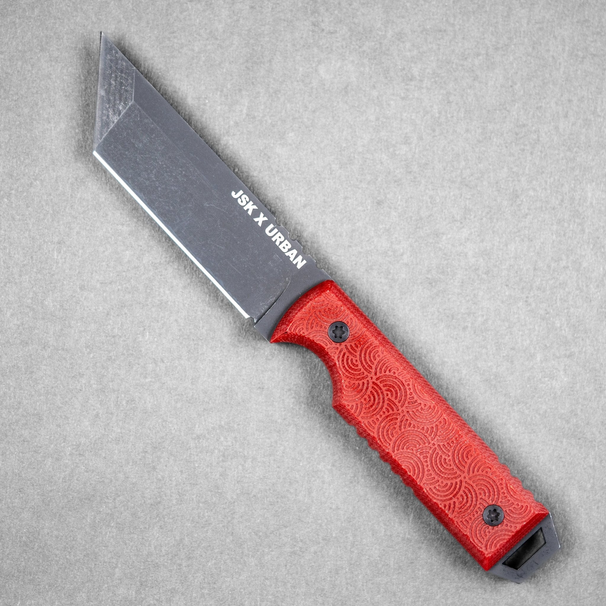 JSK x URBAN Tanto - Black Cerakote Nitro-V & Ruby Red G10 w/ Chaos Sei ...