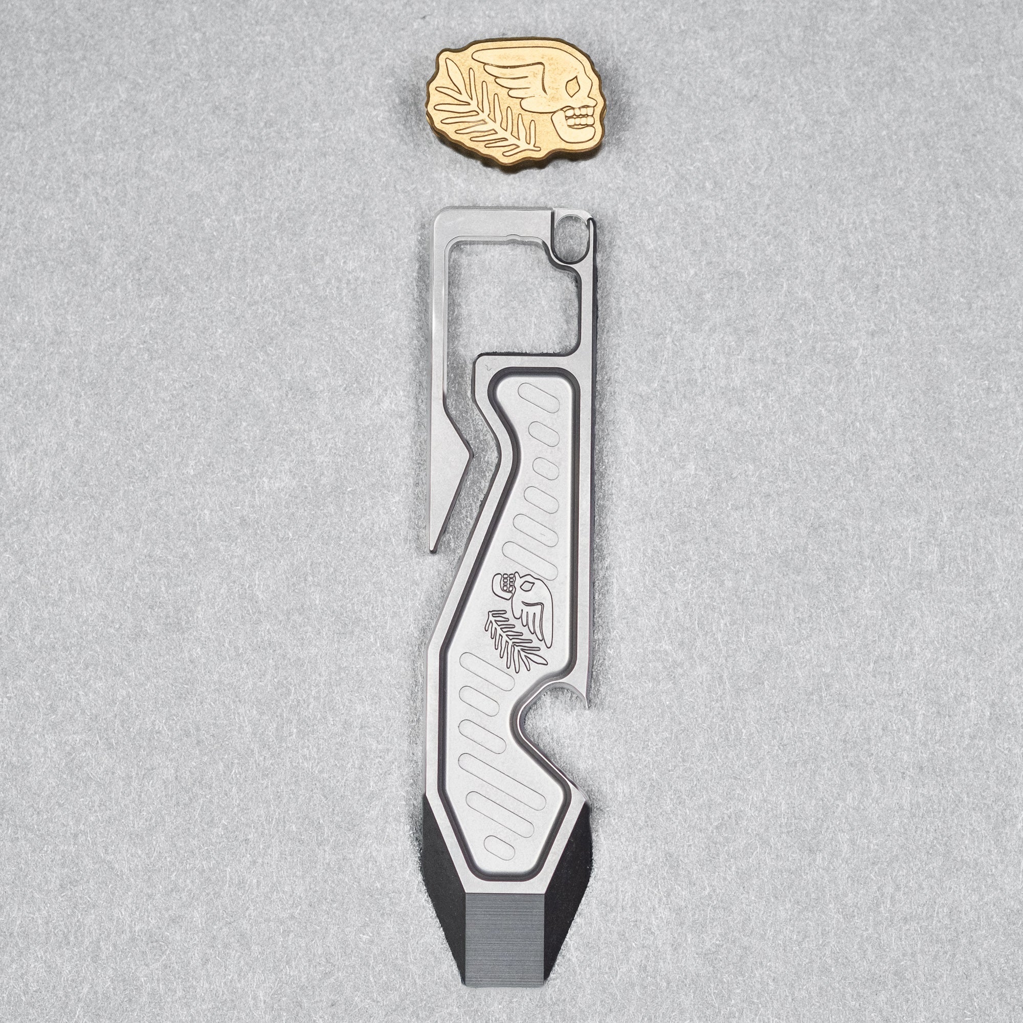 Peace Neighbor Titanium Espion Pry Tool w/ Brass Bone & Branch Lanyard ...