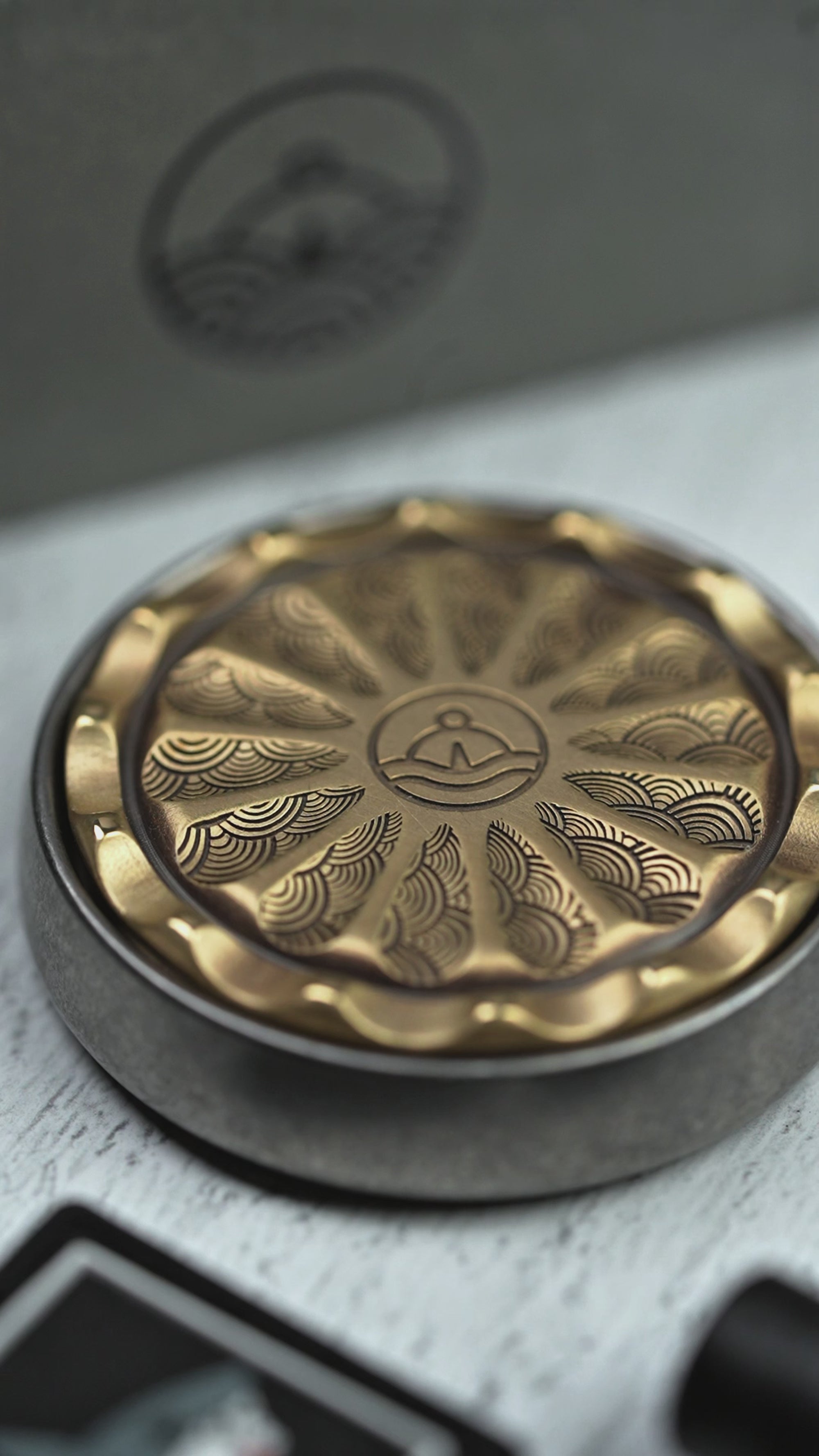 Umburry x URBAN Mid-Size Spoked Haptic Coin - Brass & Ti Seigaiha ...